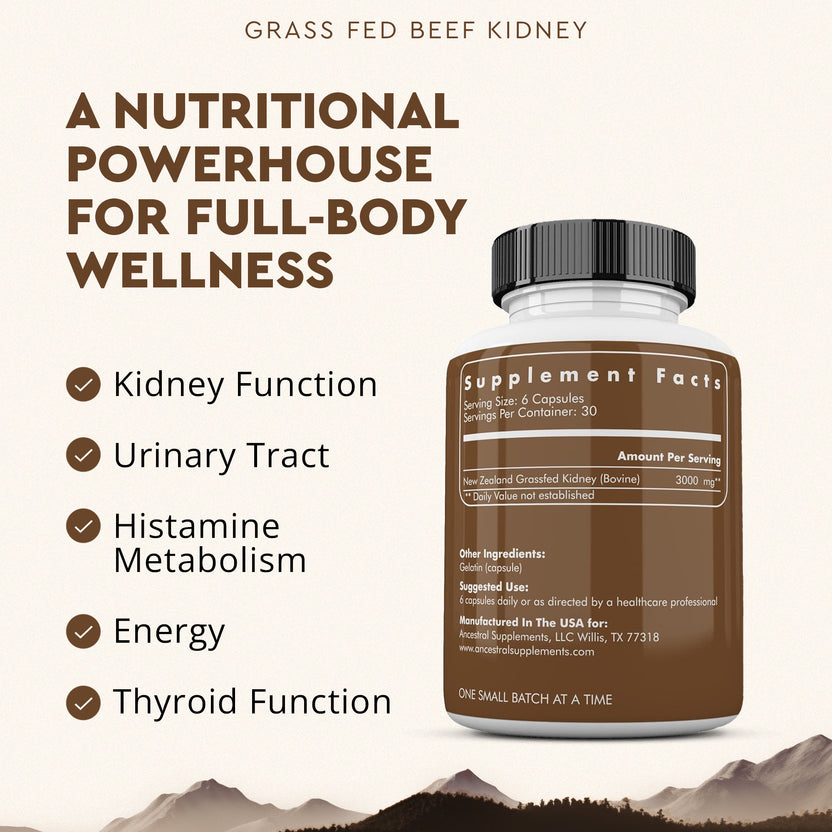 Grass Fed Beef Kidney - Ancestral Supplements